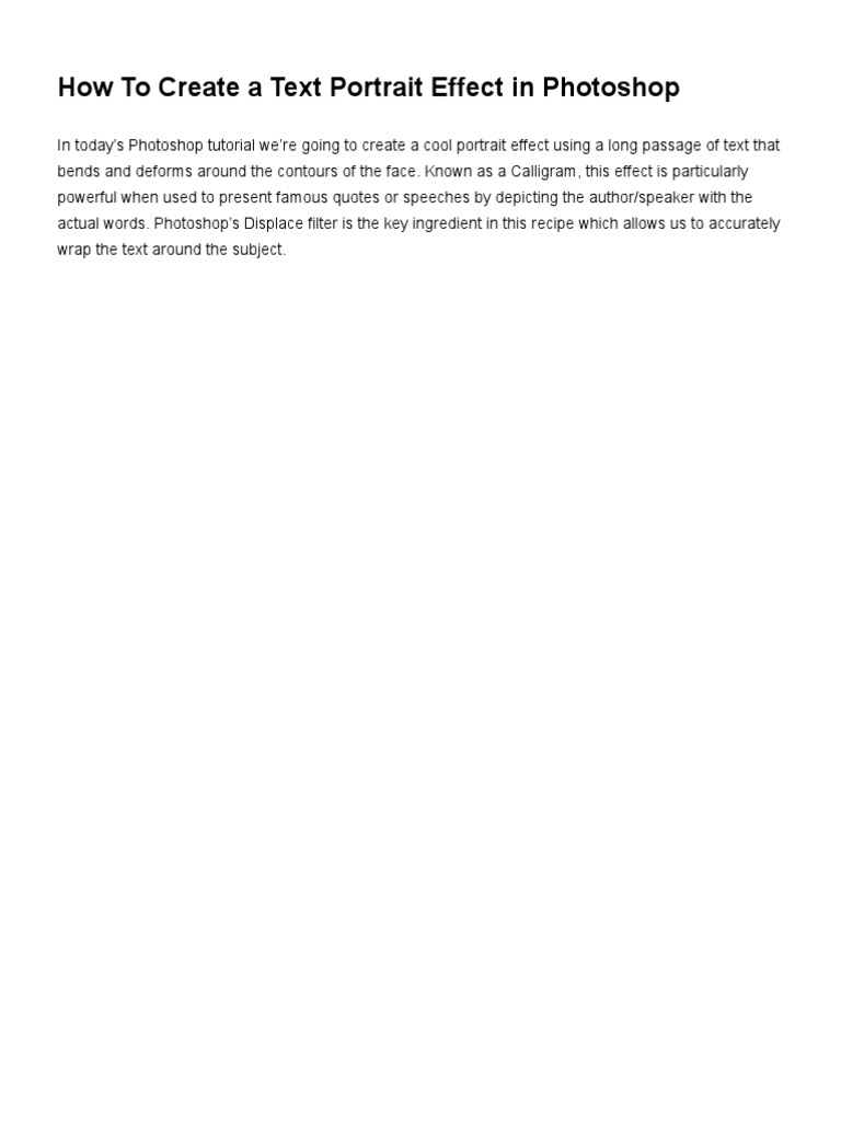 Text Portrait Effect in Photoshop | PDF | Adobe Photoshop | Computer ...
