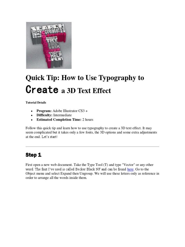 3D Text Effect Using Typography | PDF | Typography | Computer Graphics