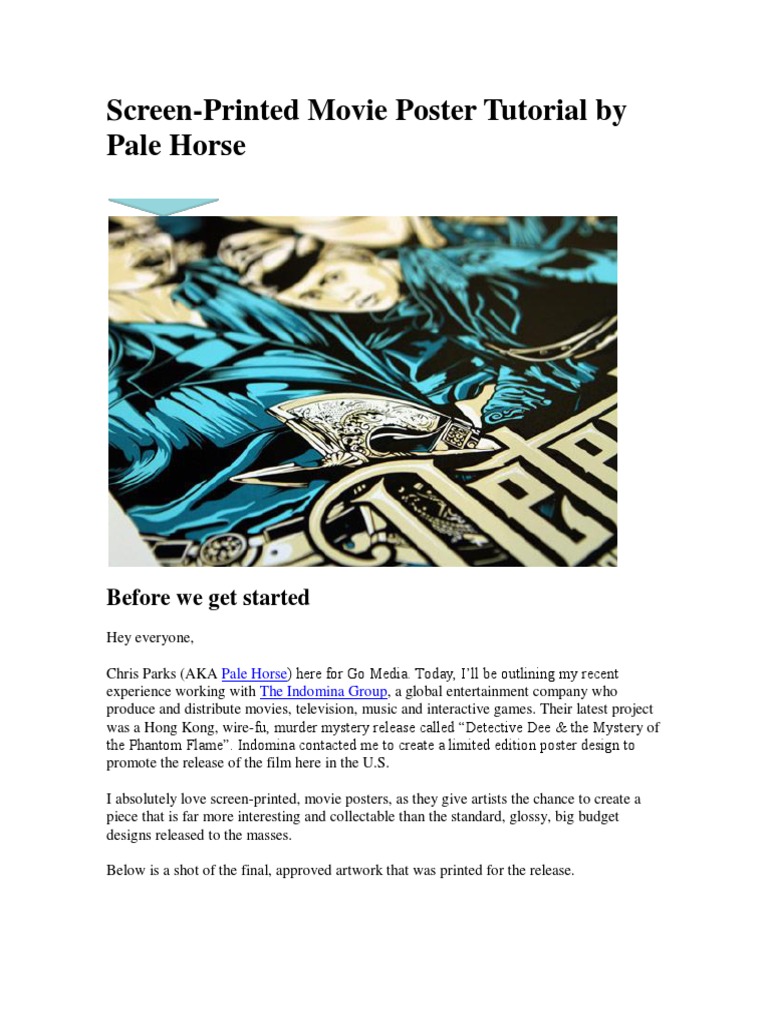 Screen-Printed Movie Poster Tutorial by Pale Horse PDF | PDF