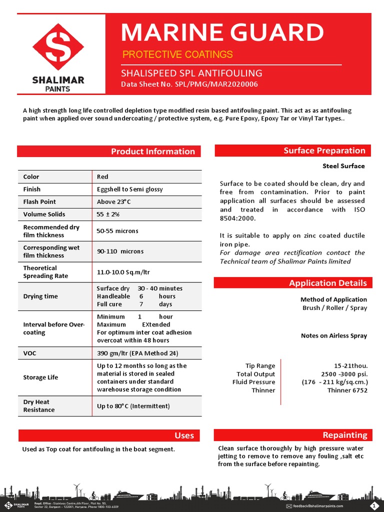 Shalimar SPL Antifouling Paint Red | PDF | Paint | Epoxy