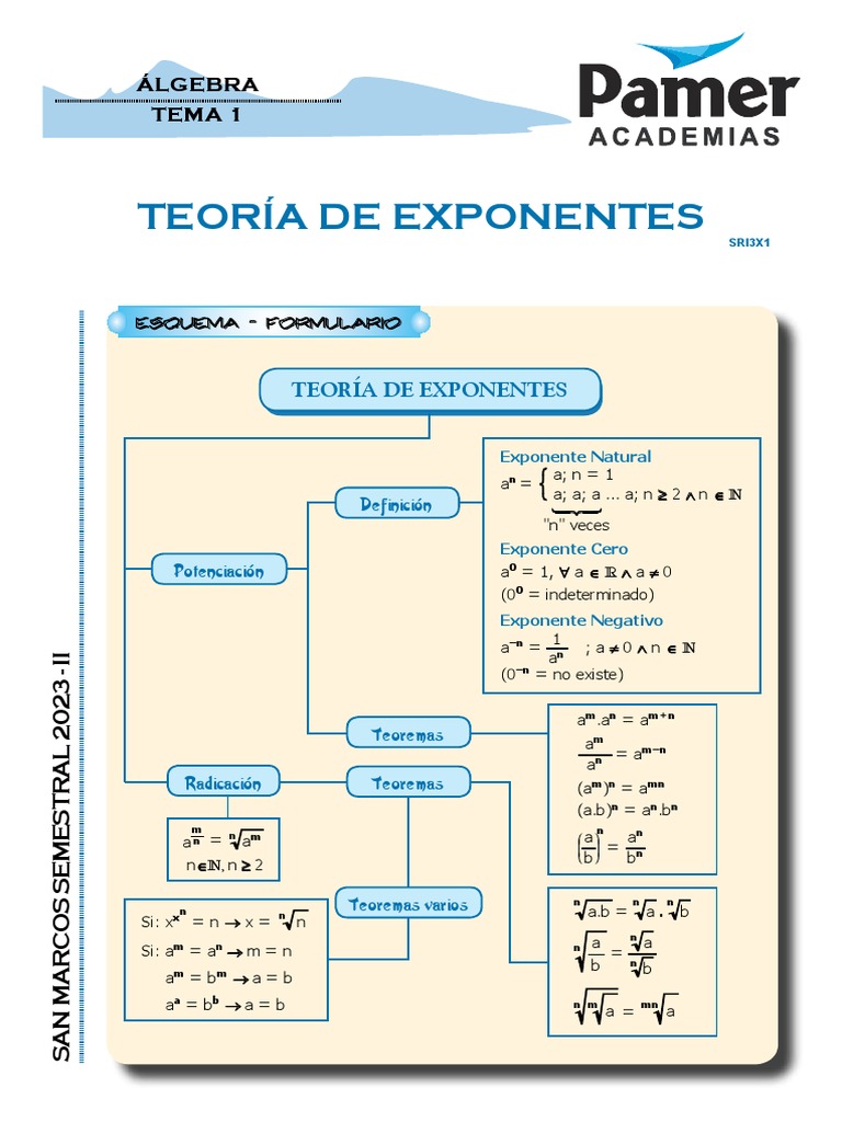 X - Sem1 - Teoría de Exponentes | PDF | Análisis matemático | Matemáticas