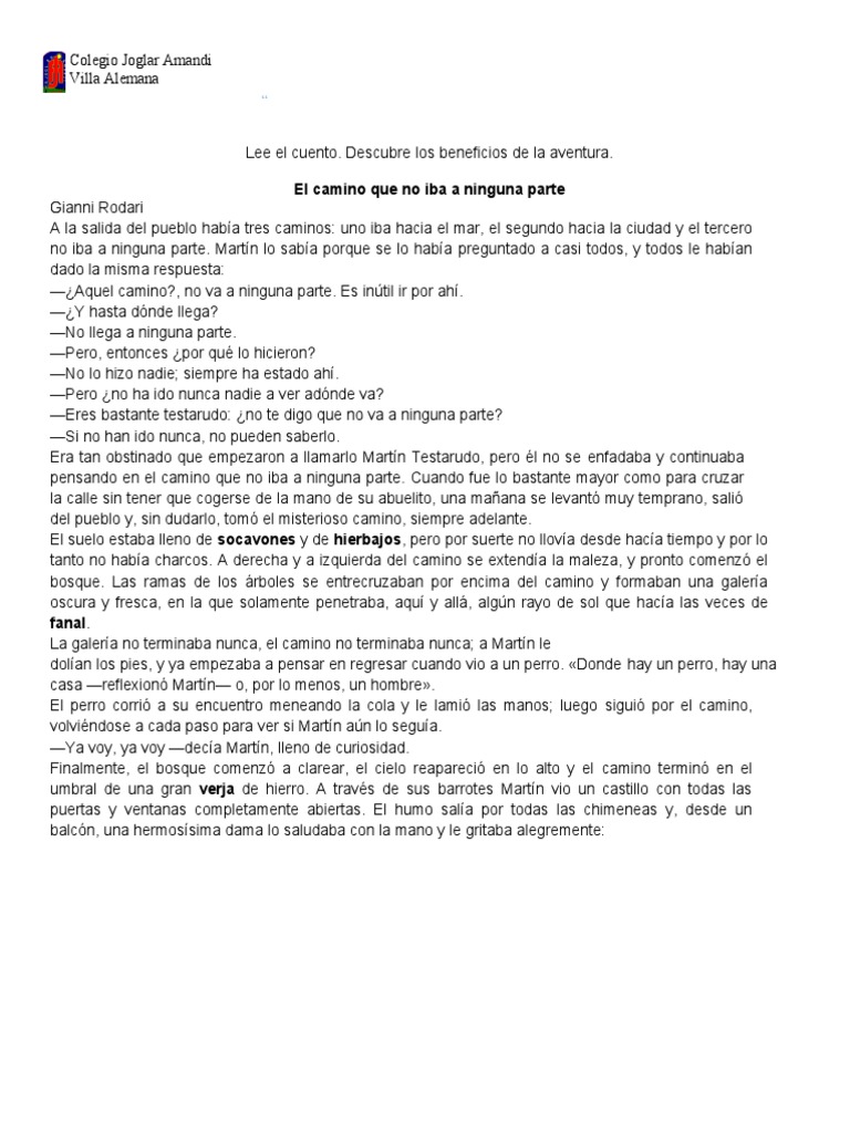 El Camino Que No Iba A Ninguna Parte. | PDF | Narración