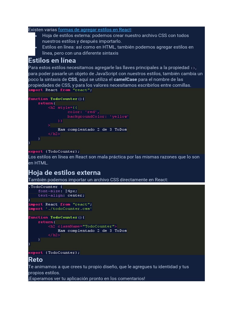 3.1 CSS en React | PDF | Hojas de estilo en cascada | Software