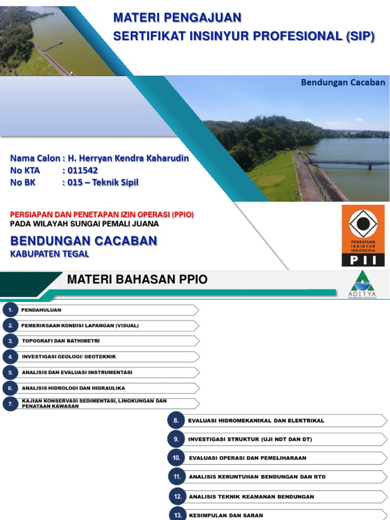 PPT Materi Pengajuan Sertifikat Insinyur Profesional Ppio Bendungan Cacaban PDF | PDF