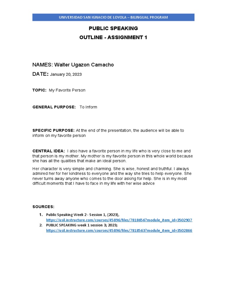 PUBLIC SPEAKING (Walter Ugazon Camacho) | PDF