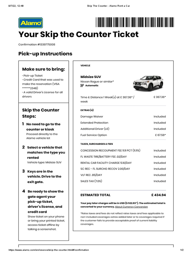 Skip The Counter - Alamo Rent A Car | PDF | Car Rental | Renting