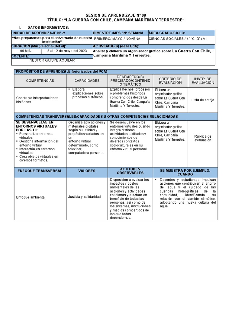 Sesión de Aprendizaje #03 CCSS 4to | PDF | Evaluación | Aprendizaje