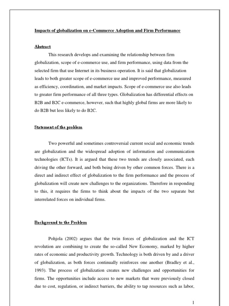 Globalization's Impact on E-Commerce Performance | PDF | E Commerce ...