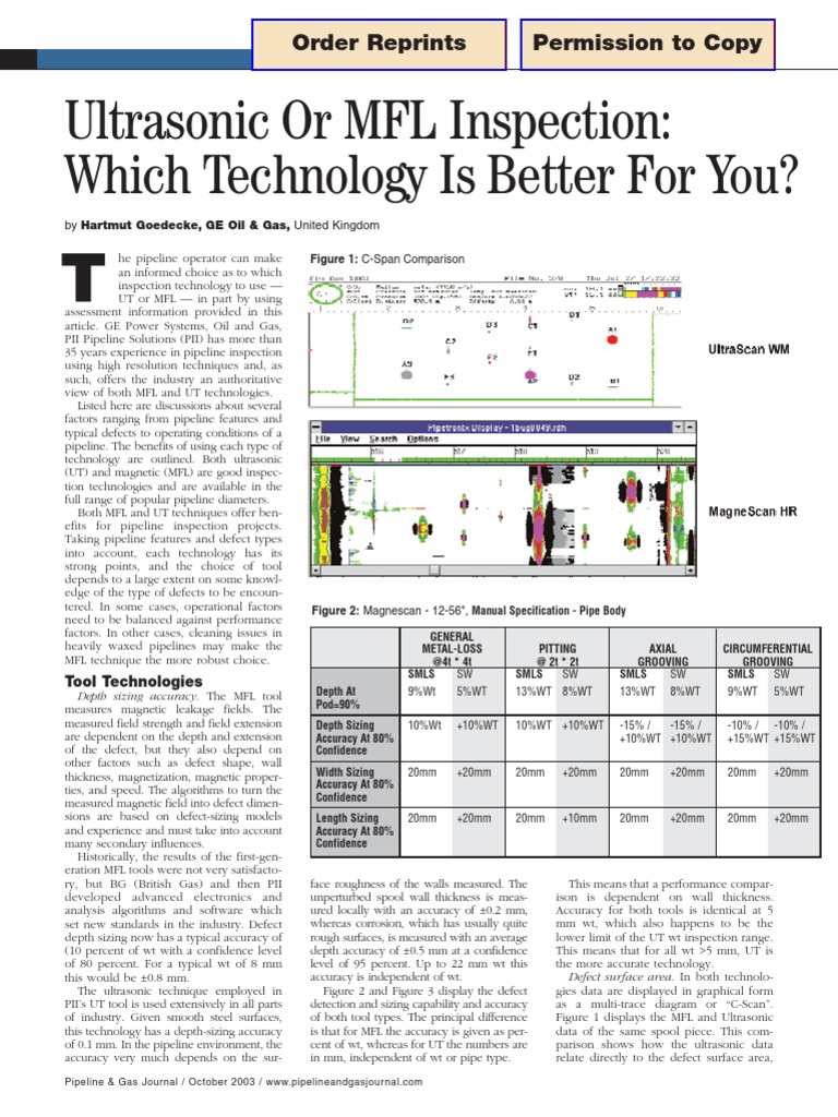 Ultrasonic or MFL Inspection | PDF | Pipeline Transport | Grinding ...