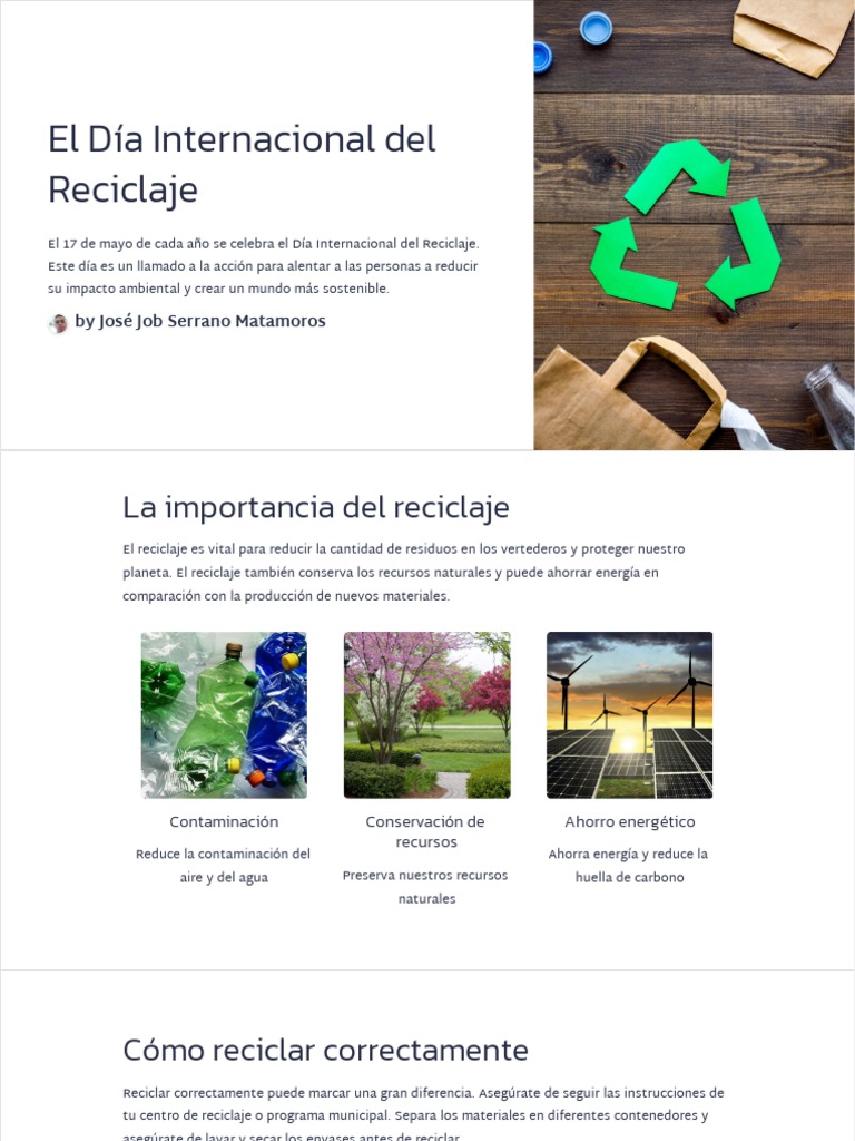 El Dia Internacional Del Reciclaje | PDF | Reciclaje | Residuos