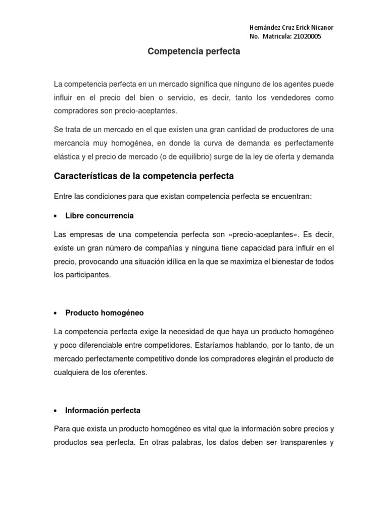 Competencia Perfecta e Imperfecta | PDF | Mercado (economía ...