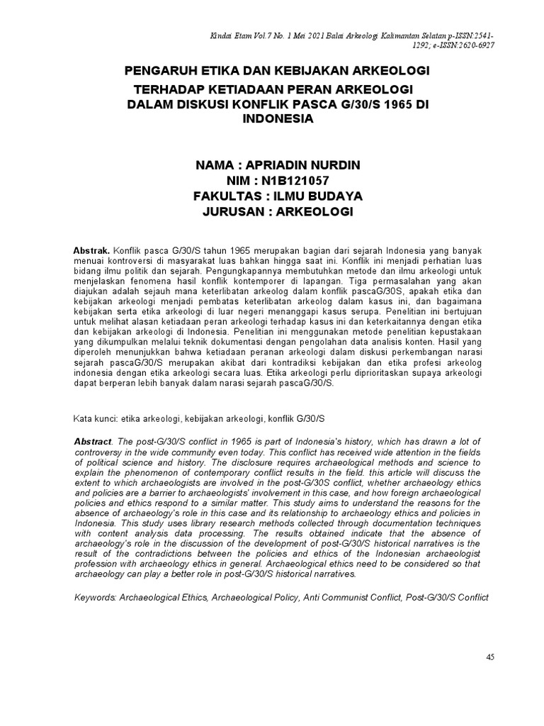 Etika Arkeologi Pasca G/30/S | PDF
