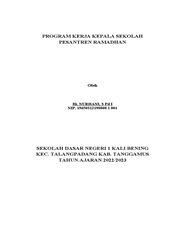 PROGRAM KERJA Kepala Sekolah OK | PDF