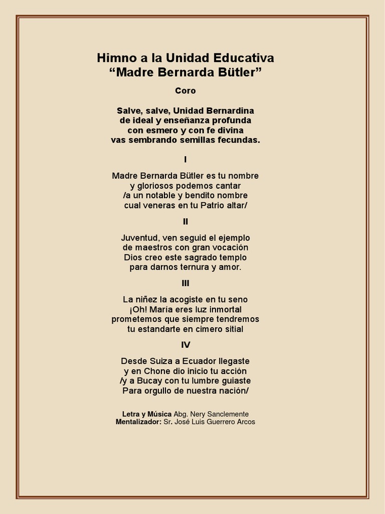 Himno A La Unidad Educativa PDF | PDF | Arte | Poesía