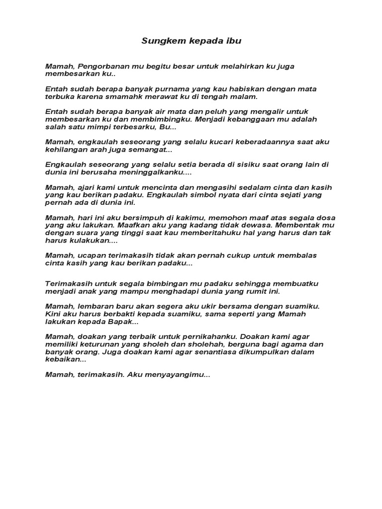 Sungkem Kepada Ibu | PDF