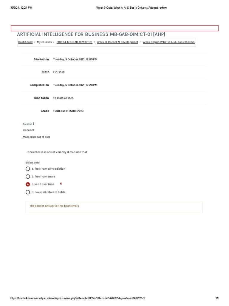 Artificial Intelligence For Business Mb-Gab-Oimict-01 (Ahp) : The Correct Answer Is: Free From ...