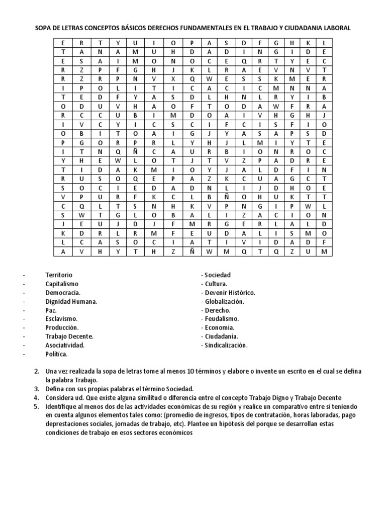 Sesión Actividad 2. Sopa de Letras Sobre El Trabajo Final 1 | PDF ...