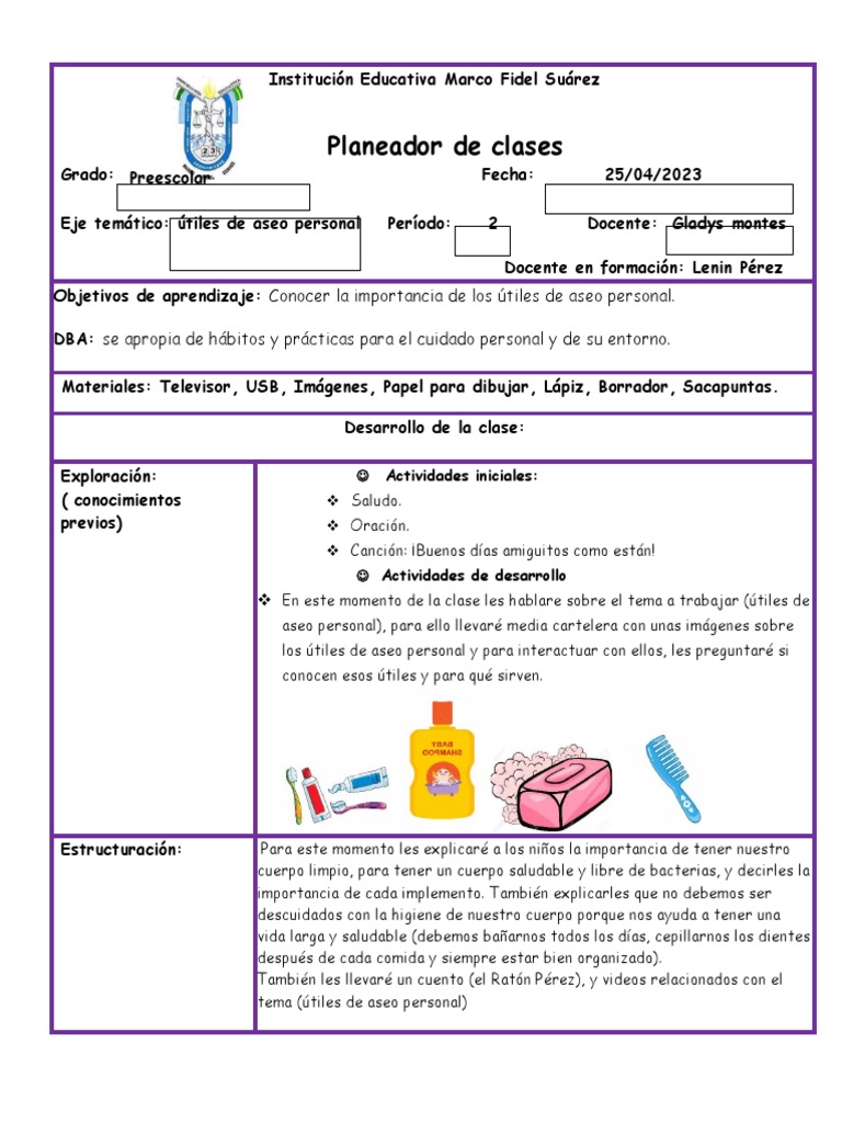 Plan de Aula Preescolar #2 | PDF