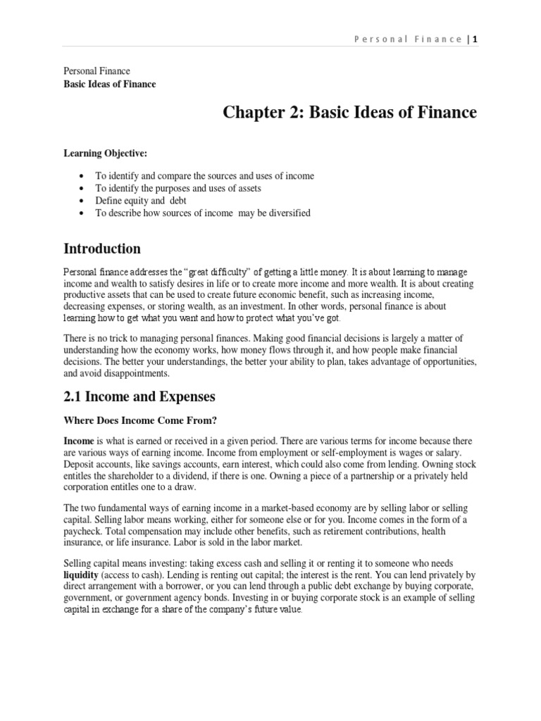 Understanding Personal Finance Basics | PDF | Equity (Finance) | Debt