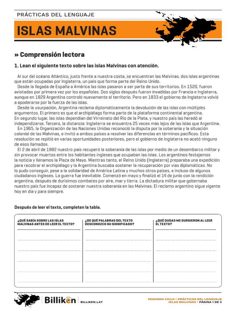MALVINAS-SECUENCIA-2do_ciclo-comprensión_lectora (2).pdf | PDF | Argentina