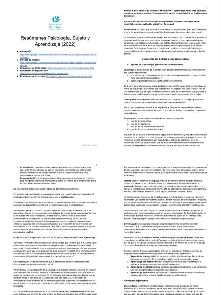 Resumen PSA PDF | PDF | Aprendizaje | Constructivismo (filosofía de la educación)