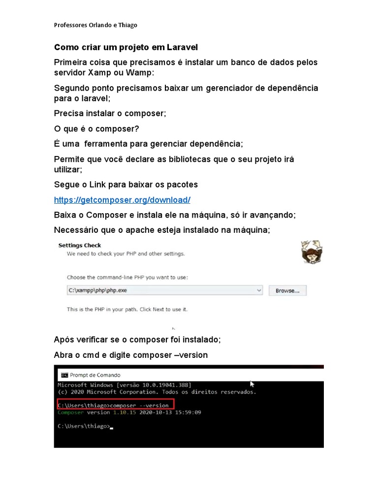 Como Criar Um Projeto em Laravel | PDF
