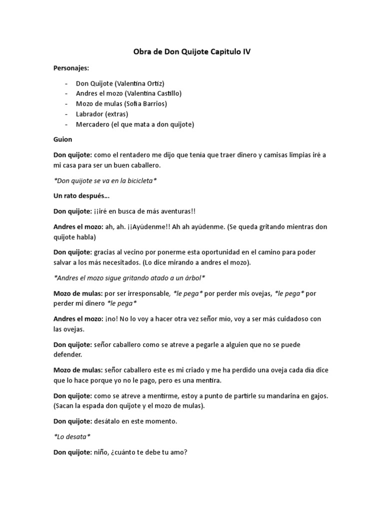 Resumen del Capítulo 4 de Don Quijote | PDF | Don Quijote | Caballero