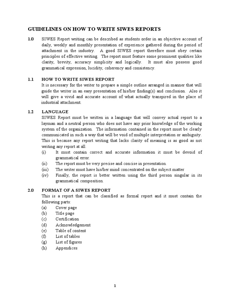 Guidelines On Writing SIWES Report-1 | PDF | Information | Experience