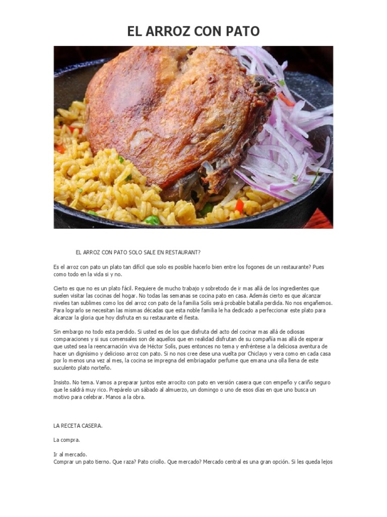 Cómo Hacer Arroz con Pato Casero | PDF | Arroz | Cilantro