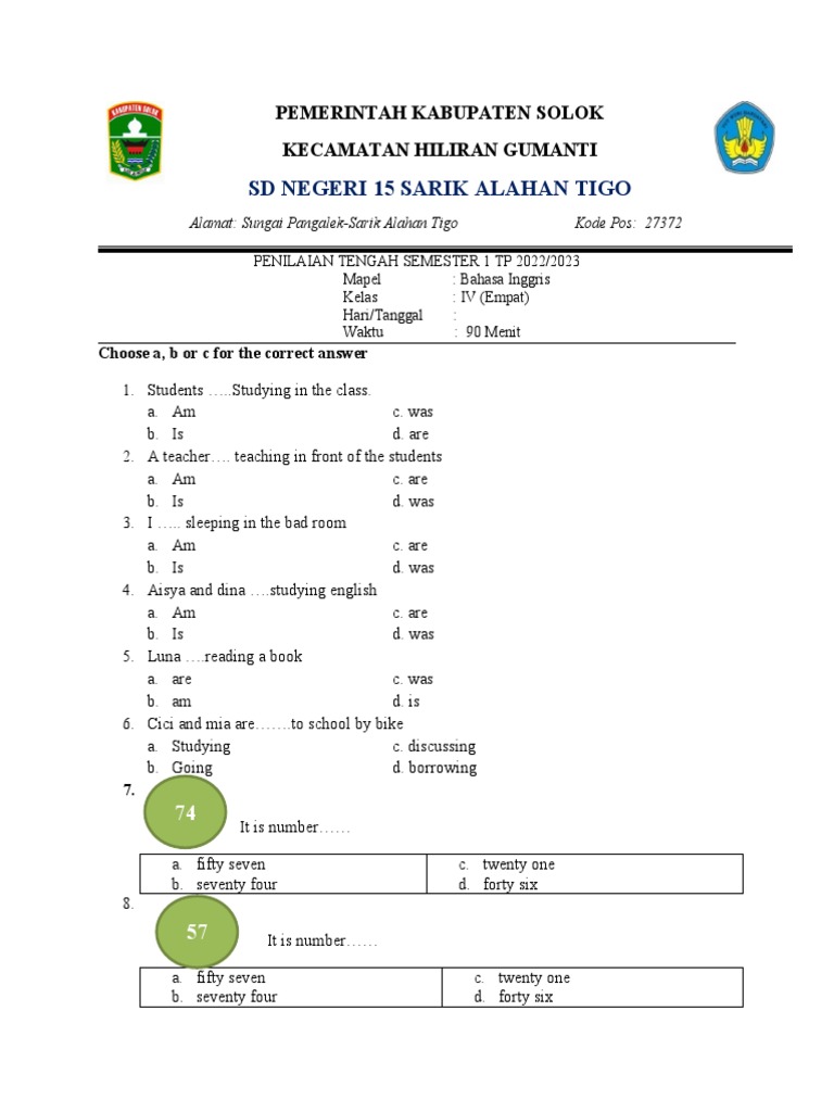 Soal Bing Kls 4 | PDF