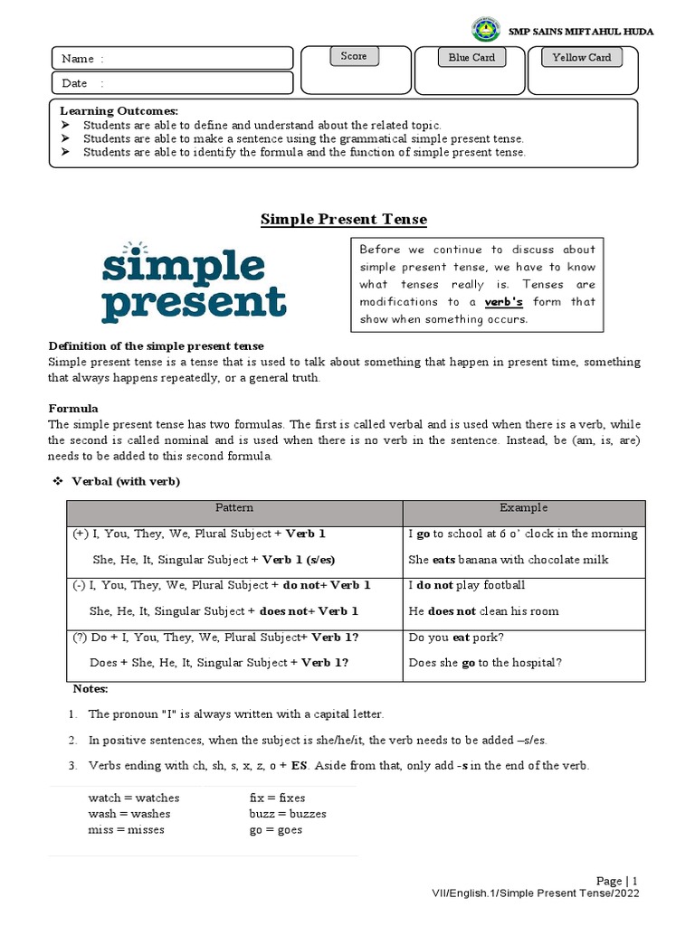 English Appendix Simple Present PDF | PDF | Verb | Grammatical Number