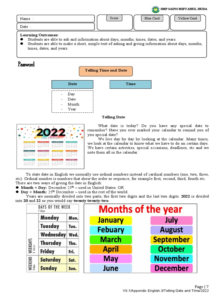 English Date & Time Basics | PDF | Spacetime
