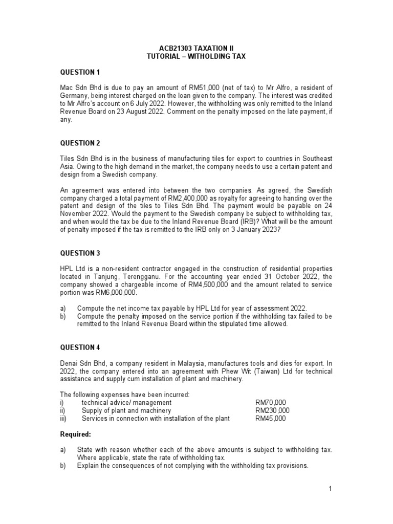 Taxation II: Withholding Tax Guide | PDF | Taxes | Interest
