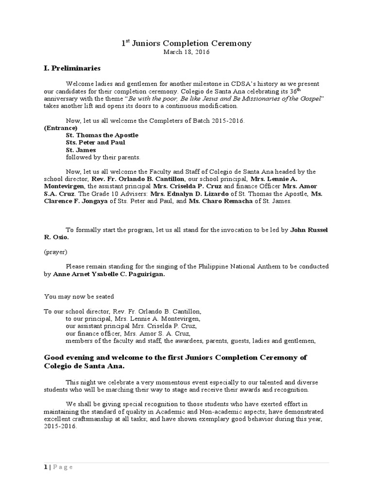 Script Moving Up Ceremony | PDF