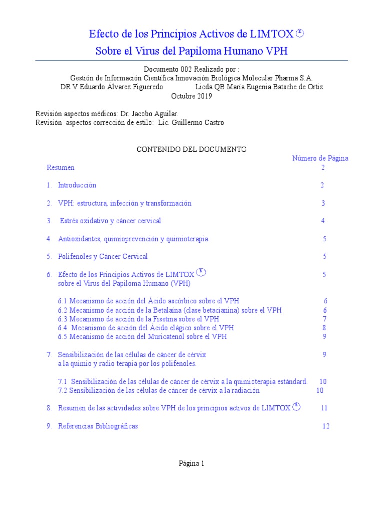 Limtox VPH | PDF | Carcinogénesis | Cáncer