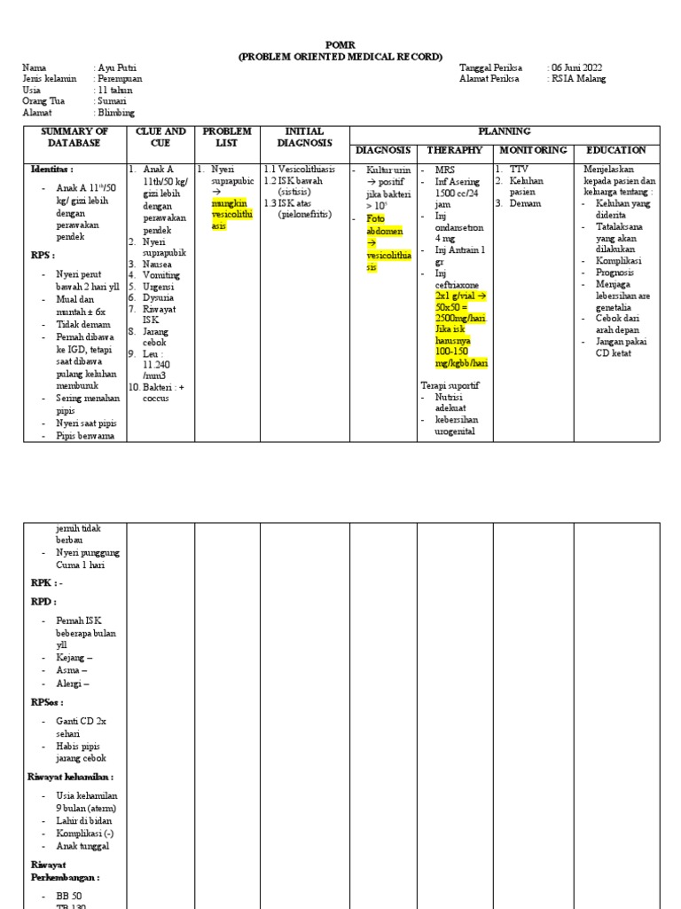 POMR ISK - Syahdan MD - D1 RSIA Malang | PDF