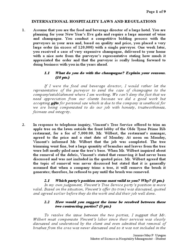 International Hospitality Law Cases | PDF | Career & Growth | Finance ...