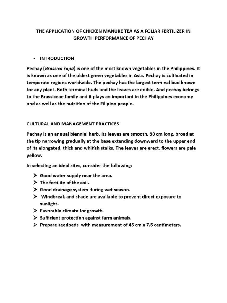THE APPLICATION OF CHICKEN MANURE TEA AS A FOLIAR FERTILIZER IN GROWTH ...