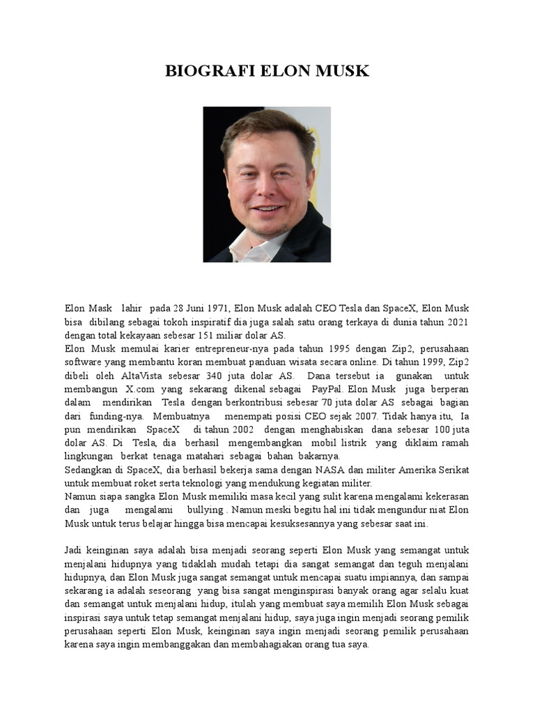 Biografi Elon Musk | PDF