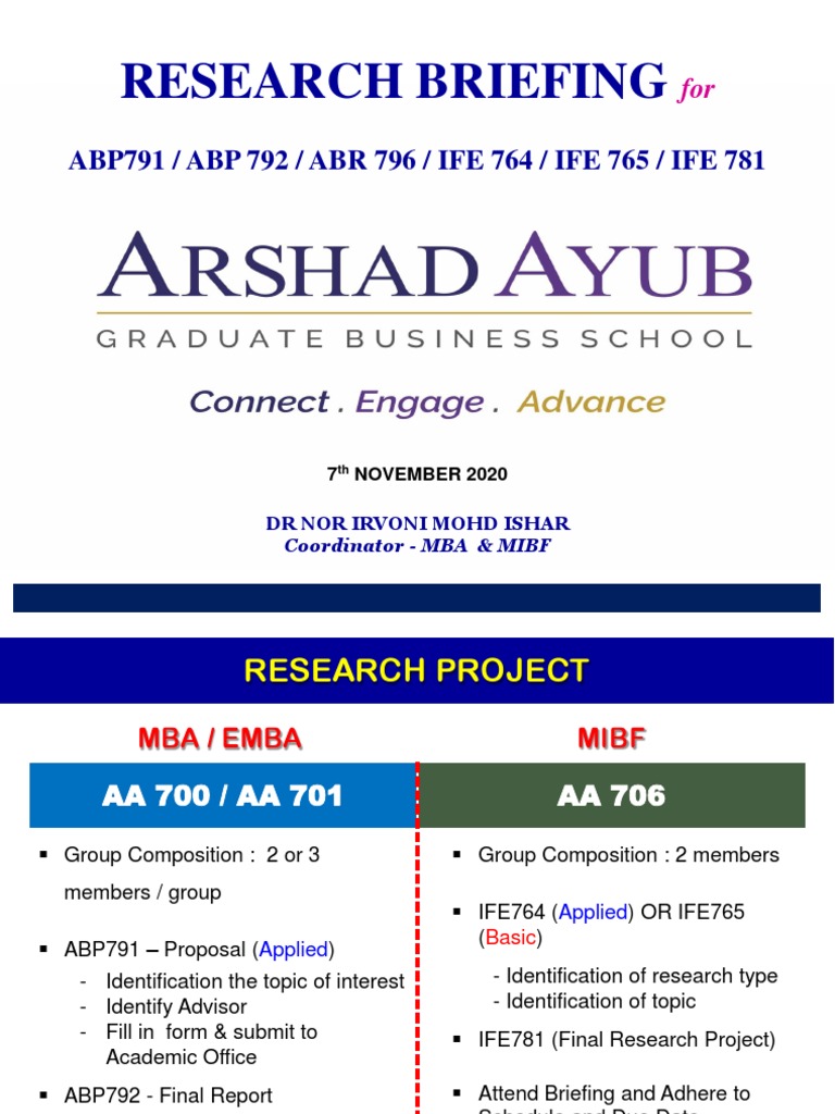 Aagbs Research Briefing 20204 - Mba - Mibf (07112020) | PDF | Thesis