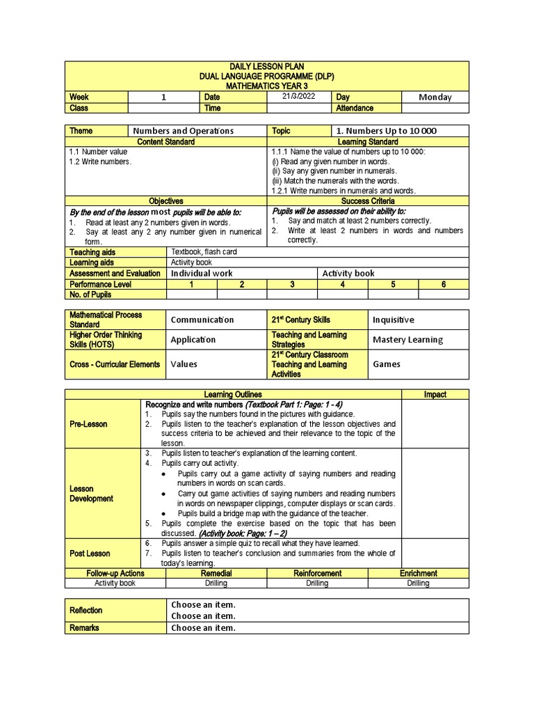 Numbers Up To 10 000 | PDF | Lesson Plan | Teachers