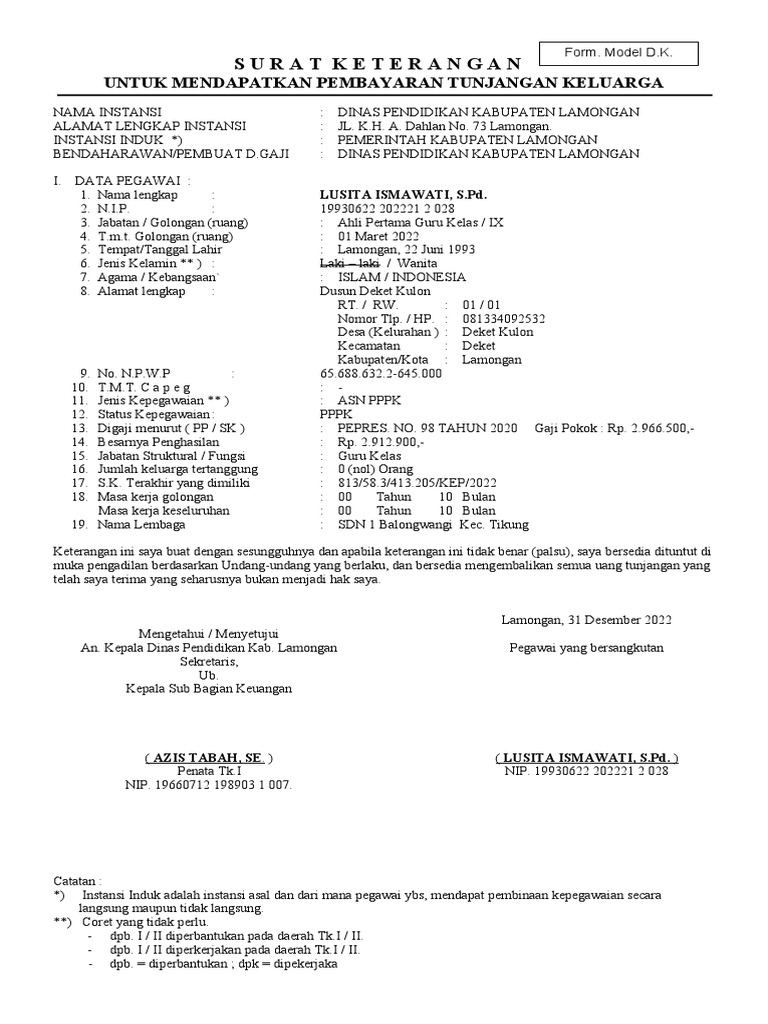 Model DK PPPK - Lusita Ismawati | PDF