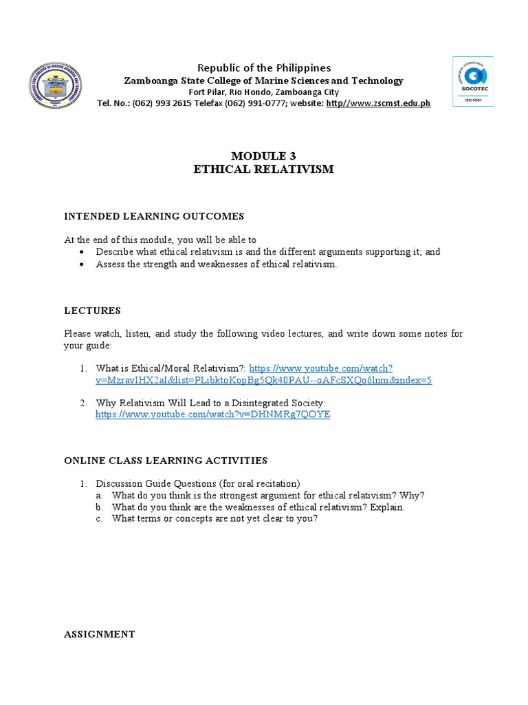 Module 3 - Ethical Relativism | PDF | Relativism | Applied Ethics