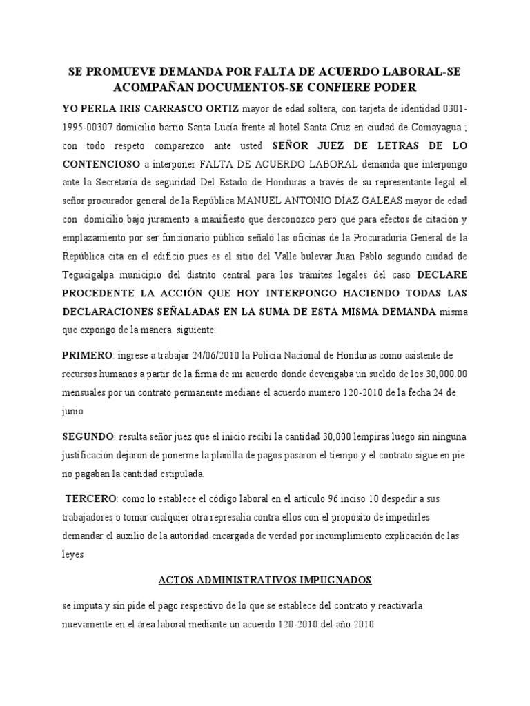 Demanda Contencioso Administrativo | PDF | Demanda judicial | Honduras Demanda Contencioso Administrativo | PDF | Demanda judicial | Honduras
