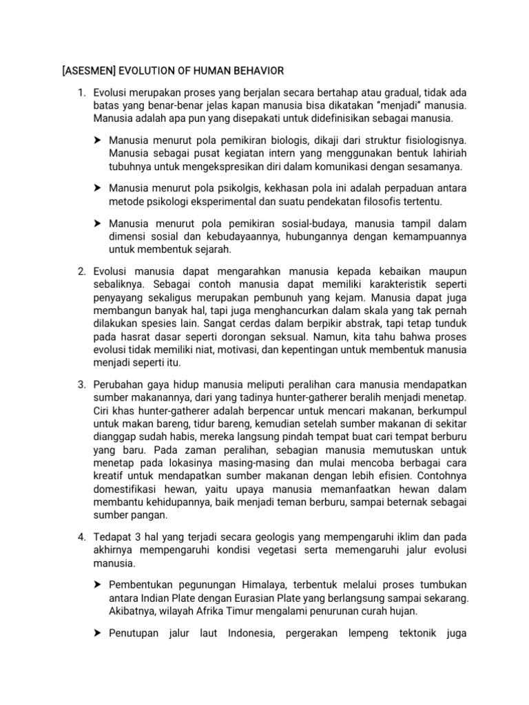(Asesmen) Evolution of Human Behavior | PDF