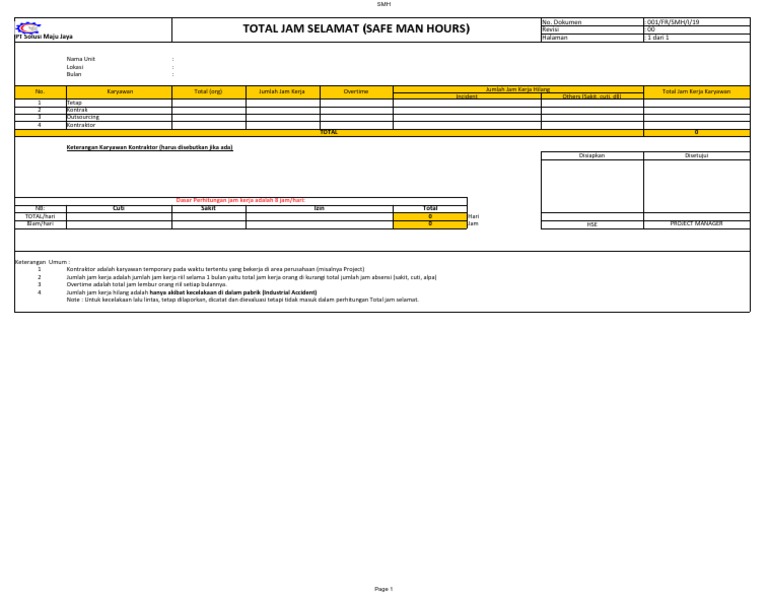 Form Safe Man Hours | PDF