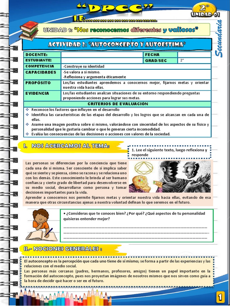2° DPCC - Actv.02-Uni.1 2023 | PDF | Autoestima | Autoconcepto
