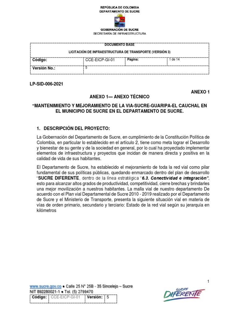 1.0.anexo 1 - Anexo Tecnico CCE-EICP-IDI-01 Licitacion | PDF ...