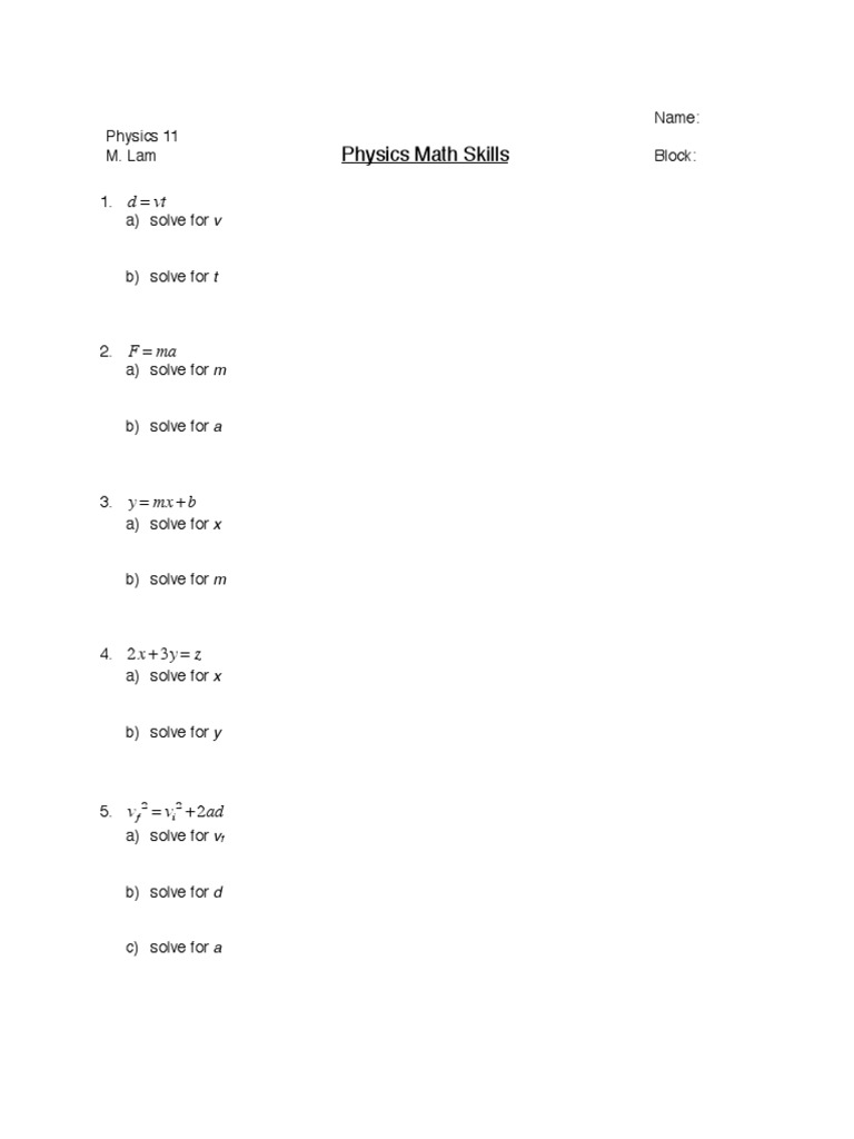 Physics Math Skills PDF | PDF