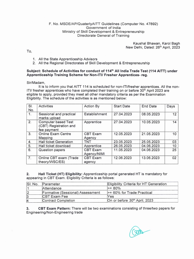 Schedule - of - AITT - 114 (26-04-2023) | PDF